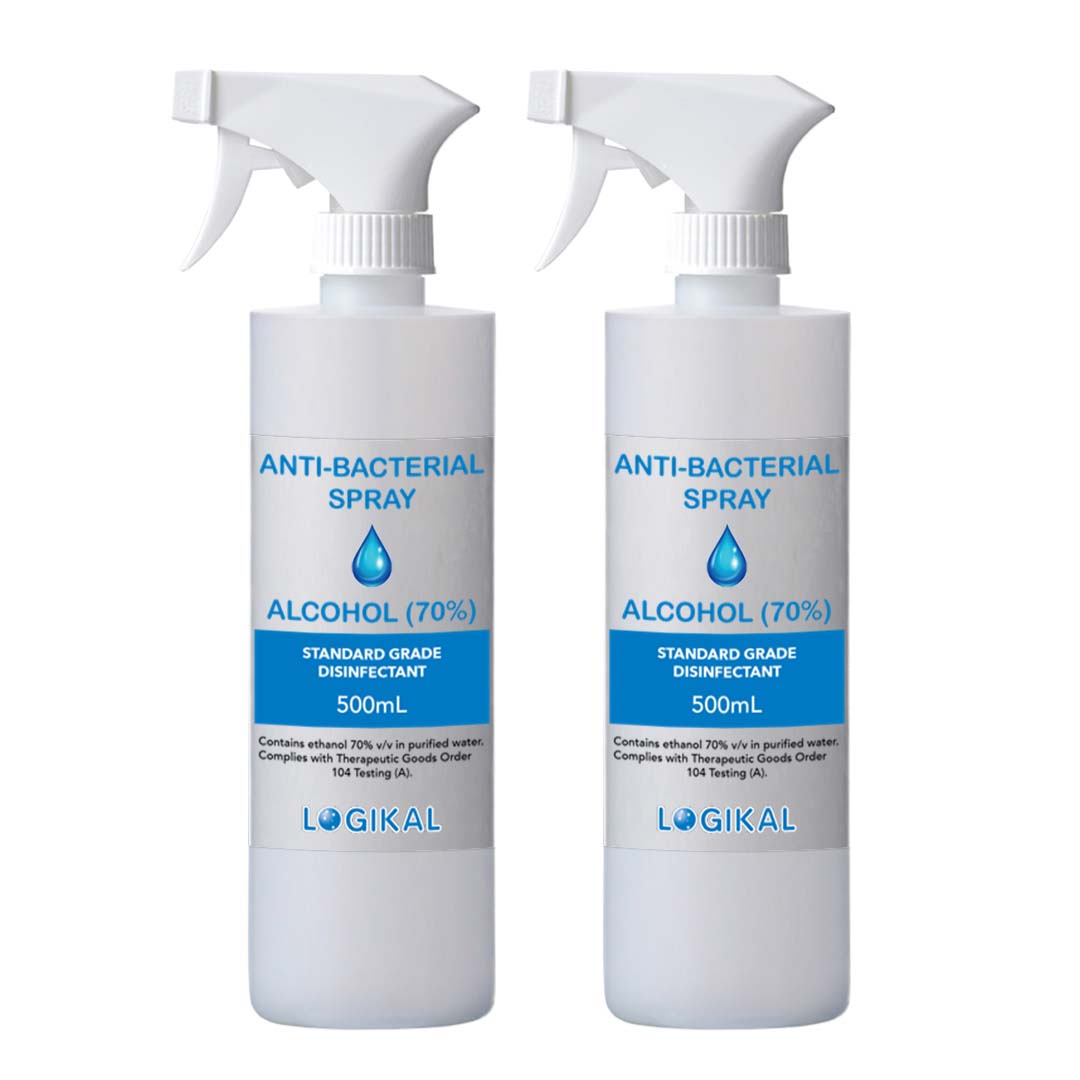 2X 500ml Standard Grade Disinfectant Anti-Bacterial Alcohol Spray Bott ...