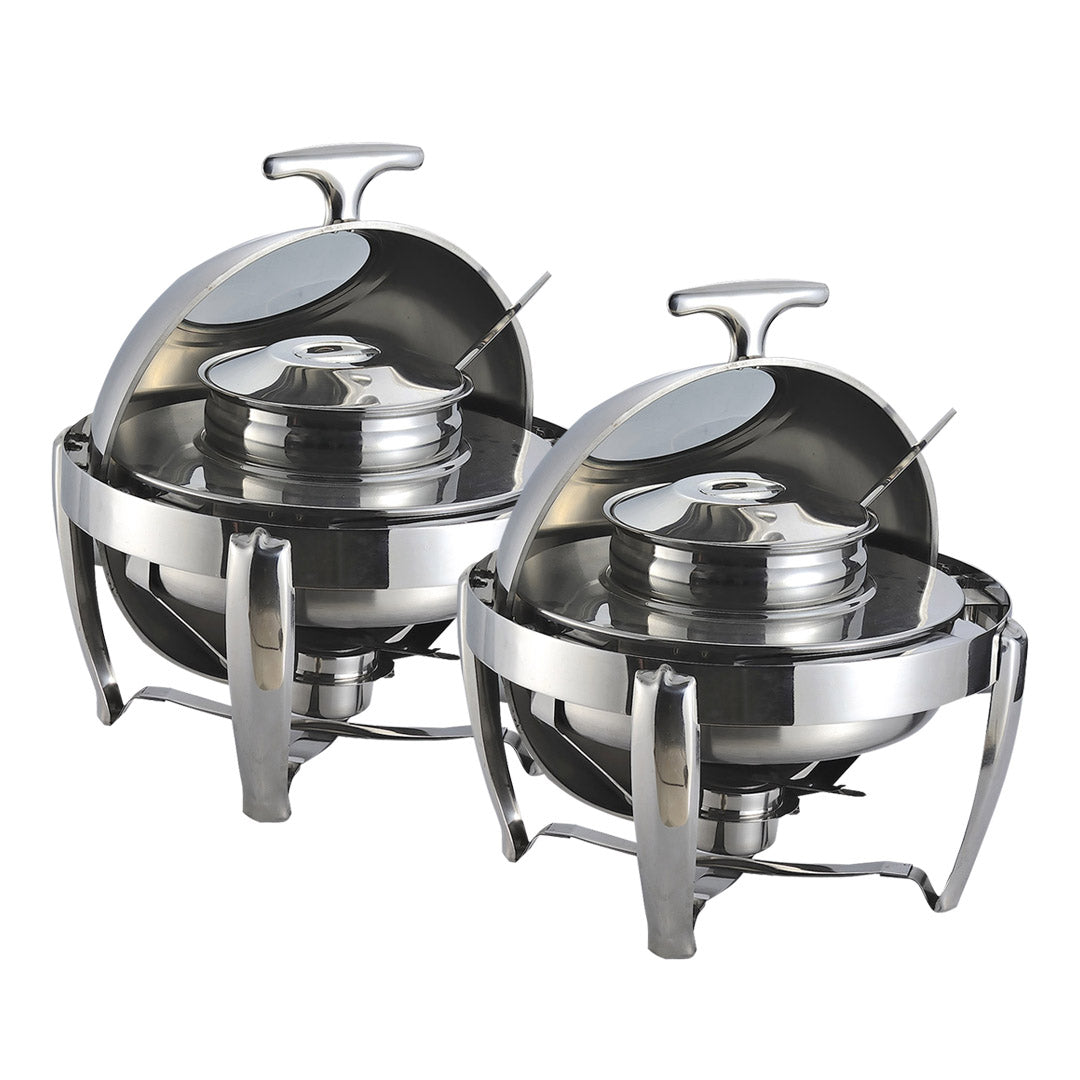 SOGA 2X 6.5L Stainless Steel Round Soup Tureen Bowl Station Roll Top B ...