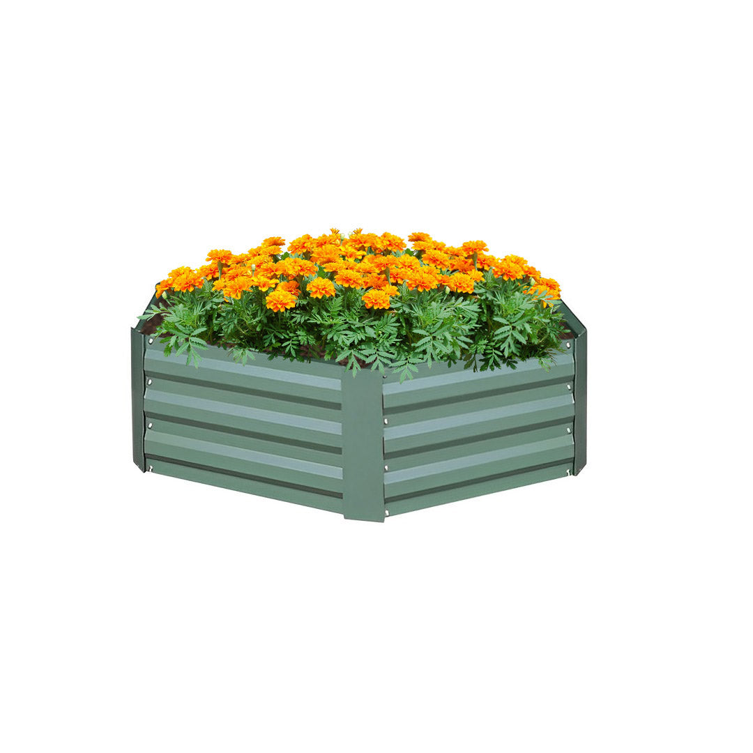 SOGA 60cm Hexagon Shape Galvanised Raised Garden Bed Vegetable Herb Fl ...