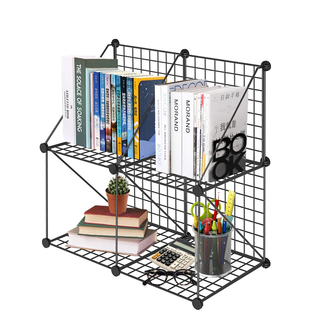 SOGA Black Portable 4-Cube 2 Column Storage Organiser Foldable DIY Mod ...