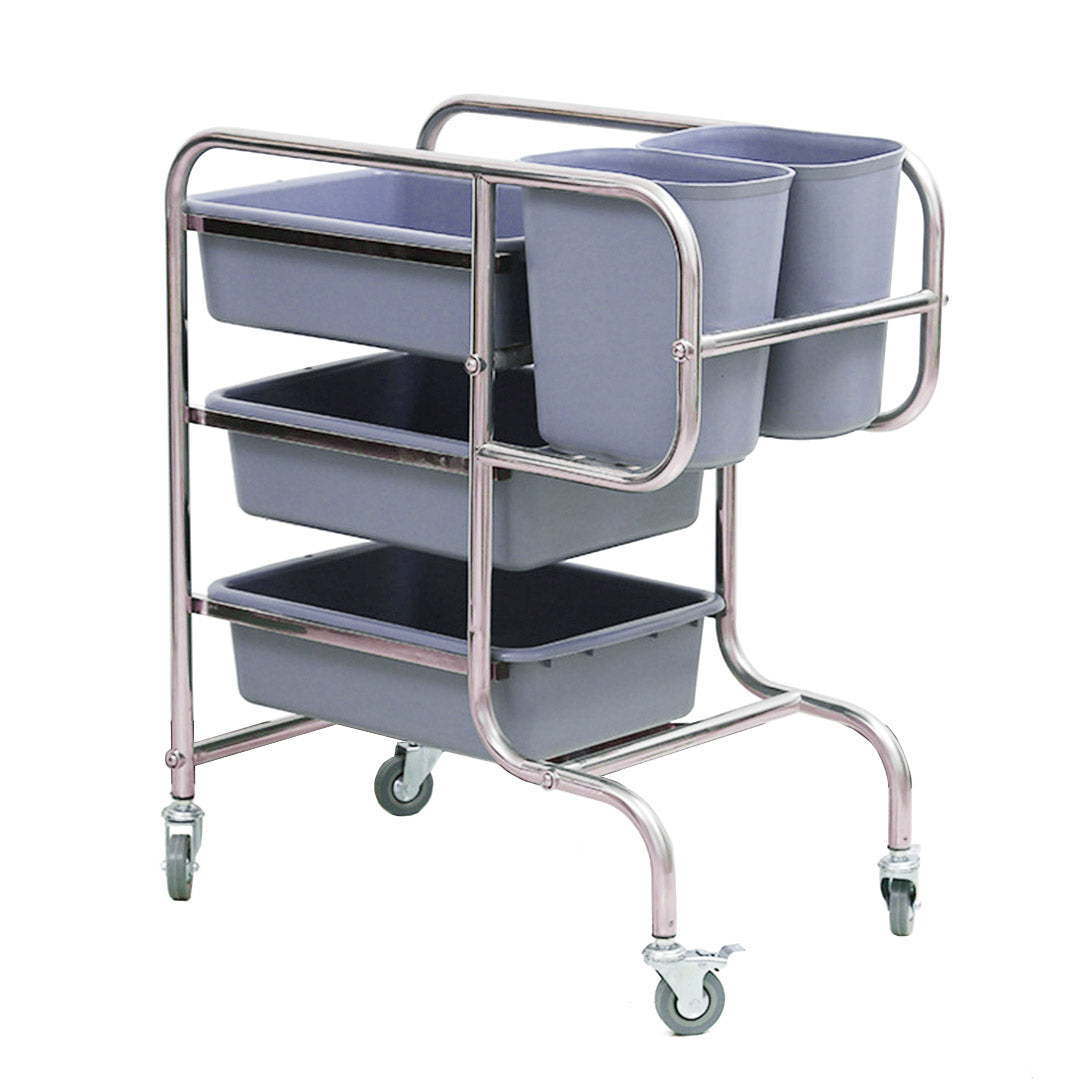 SOGA 3 Tier Food Trolley Food Waste Cart Five Buckets Kitchen Food Uti ...