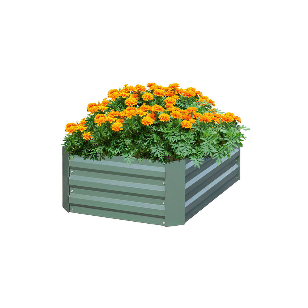 SOGA 100cm Square Galvanised Raised Garden Bed Vegetable Herb Flower O ...