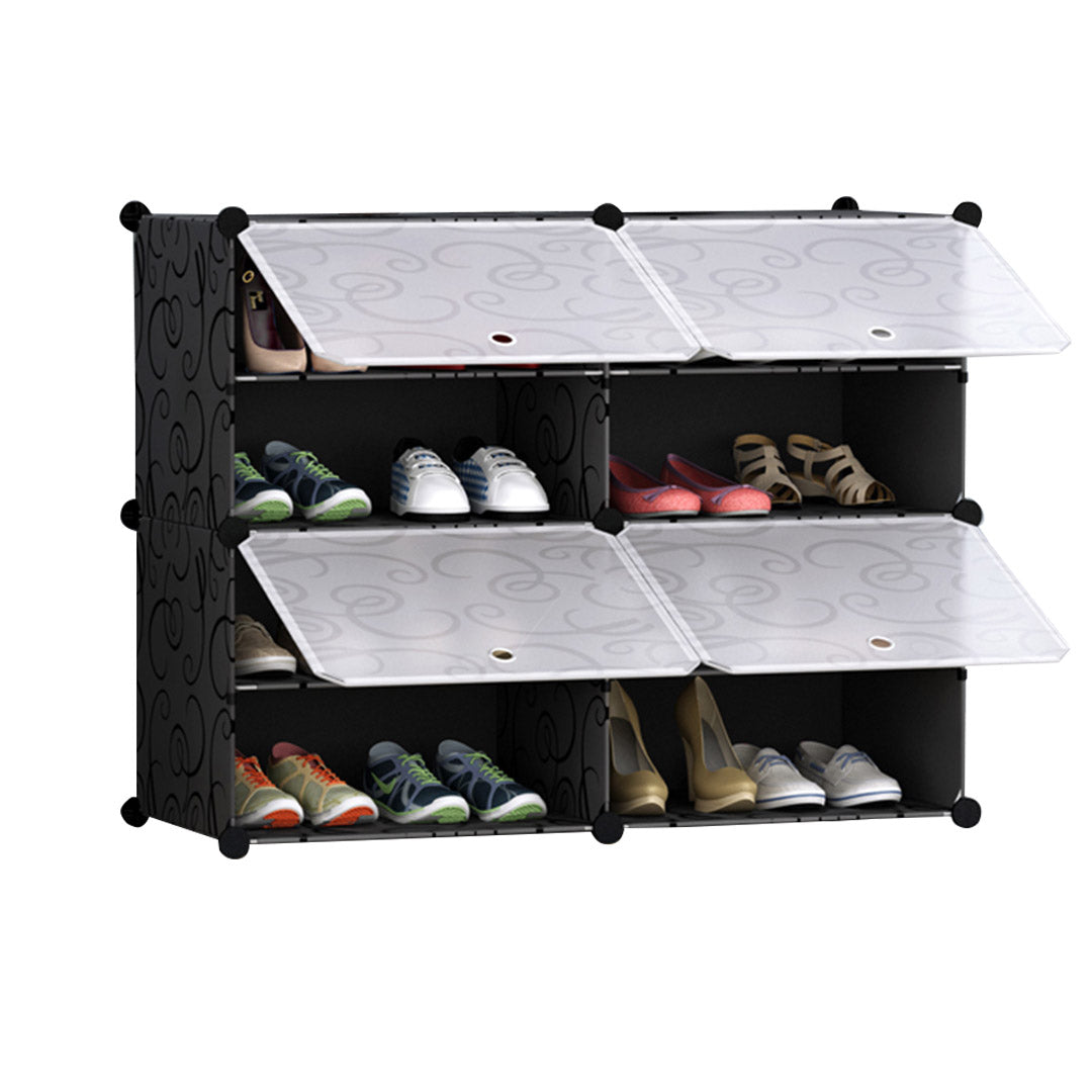 SOGA 4 Tier 2 Column Shoe Rack Organizer Sneaker Footwear Storage Stac ...