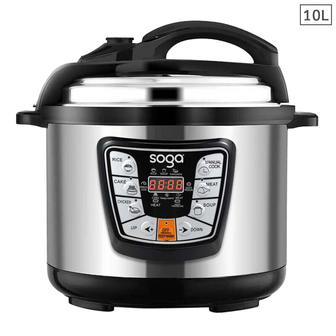 SOGA Stainless Steel Electric Pressure Cooker 10L Nonstick 1600W ...