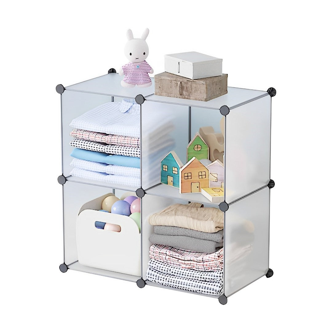 SOGA 4-Cube Transparent Shelf Box Portable Cubby DIY Storage Shelves M ...