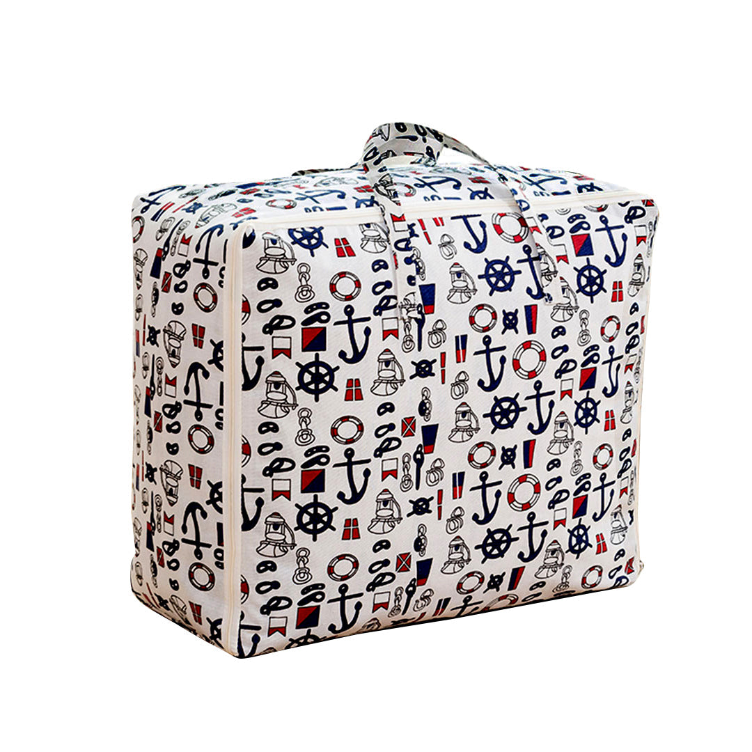 SOGA Nautical Icons Large Storage Luggage Bag Double Zipper Foldable T ...
