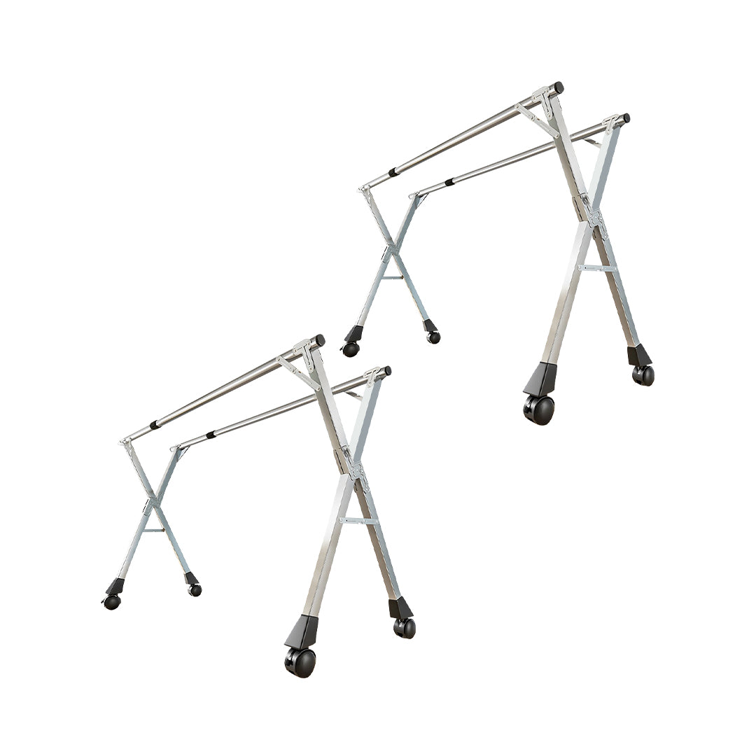 SOGA 2X 2.4m Portable Standing Clothes Drying Rack Foldable Space-Savi ...