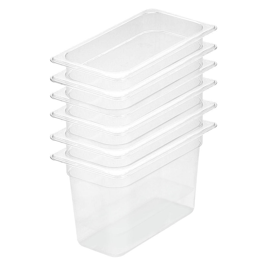 SOGA 200mm Clear Gastronorm GN Pan 1/3 Food Tray Storage Bundle of 6 ...