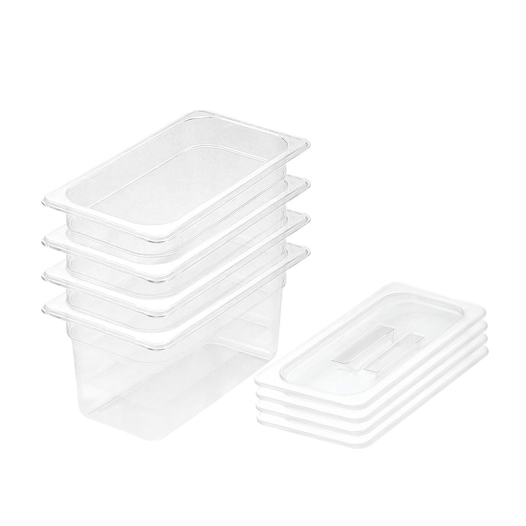 SOGA 150mm Clear Gastronorm GN Pan 1/3 Food Tray Storage Bundle of 4 w ...