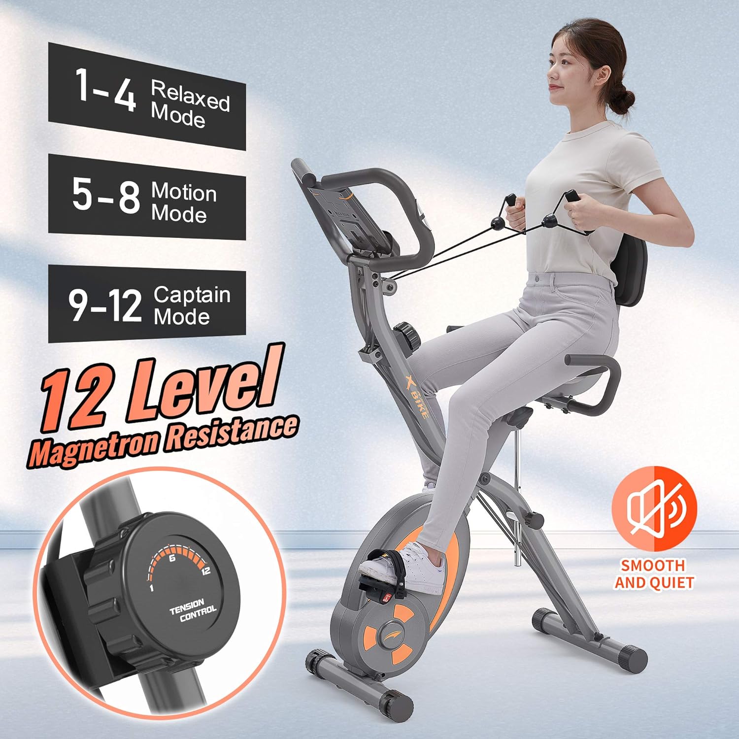leikefitness Folding Stationary Bike Recumbent Exercise Bike w Arm Res Gifts Hub Australia