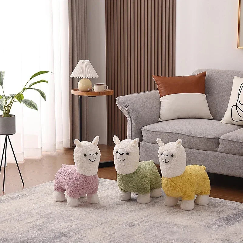 Cartoon Seat Alpaca Living Room Shoe Changing Stools Leisure Mobile St ...