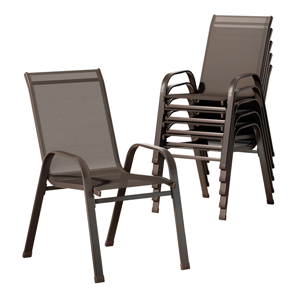 Gardeon 6PC Outdoor Dining Chairs Stackable Lounge Chair Patio Furnitu ...