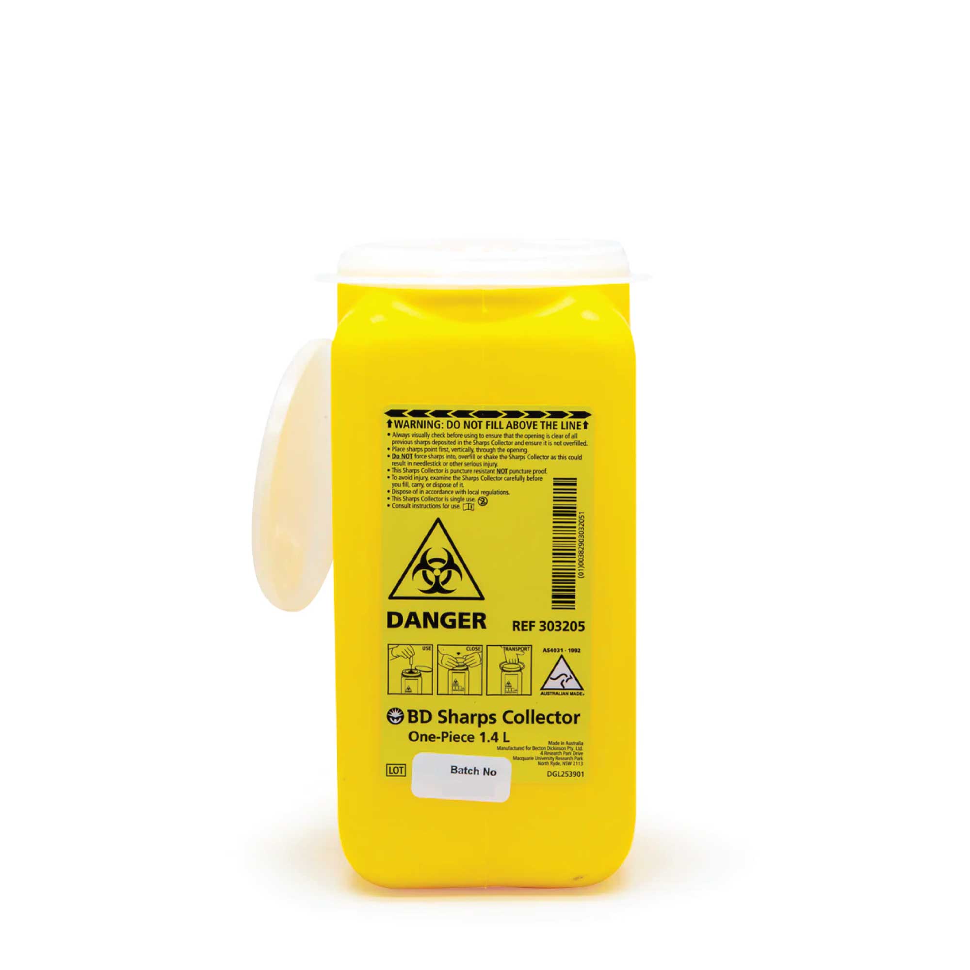 1.4L Sharps Container Needle Biohazard Bin Disposal - Medical Waste Co ...