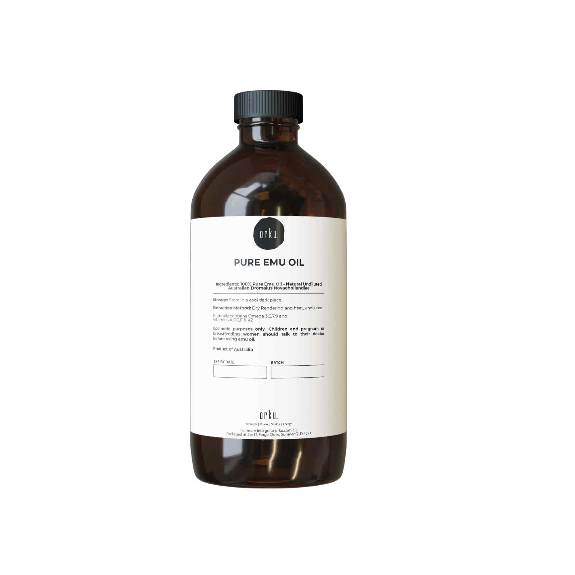 Orku 500ml Pure Emu Oil - Natural Undiluted Australian Dromaius Novaeh ...