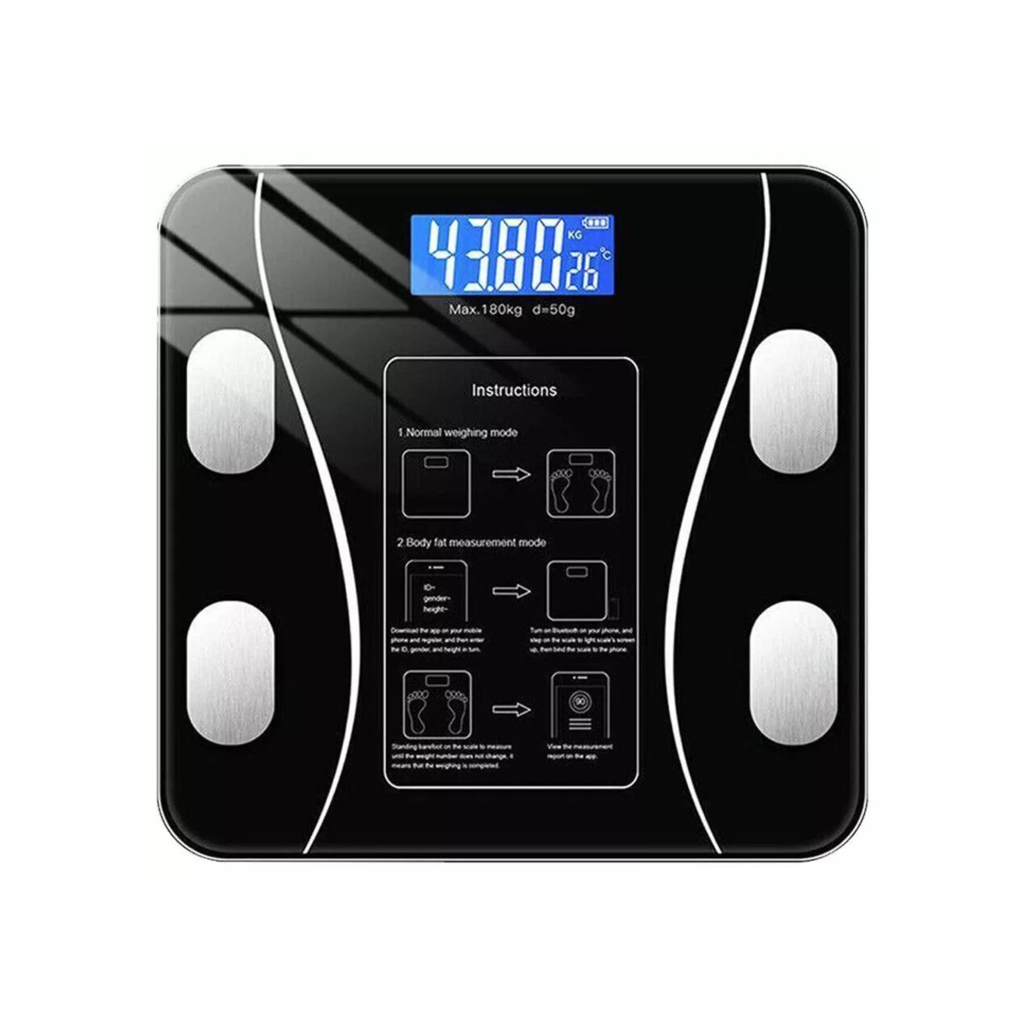 Bluetooth Smart Body Fat Scale Black - Digital BMI Weight USB Recharge ...
