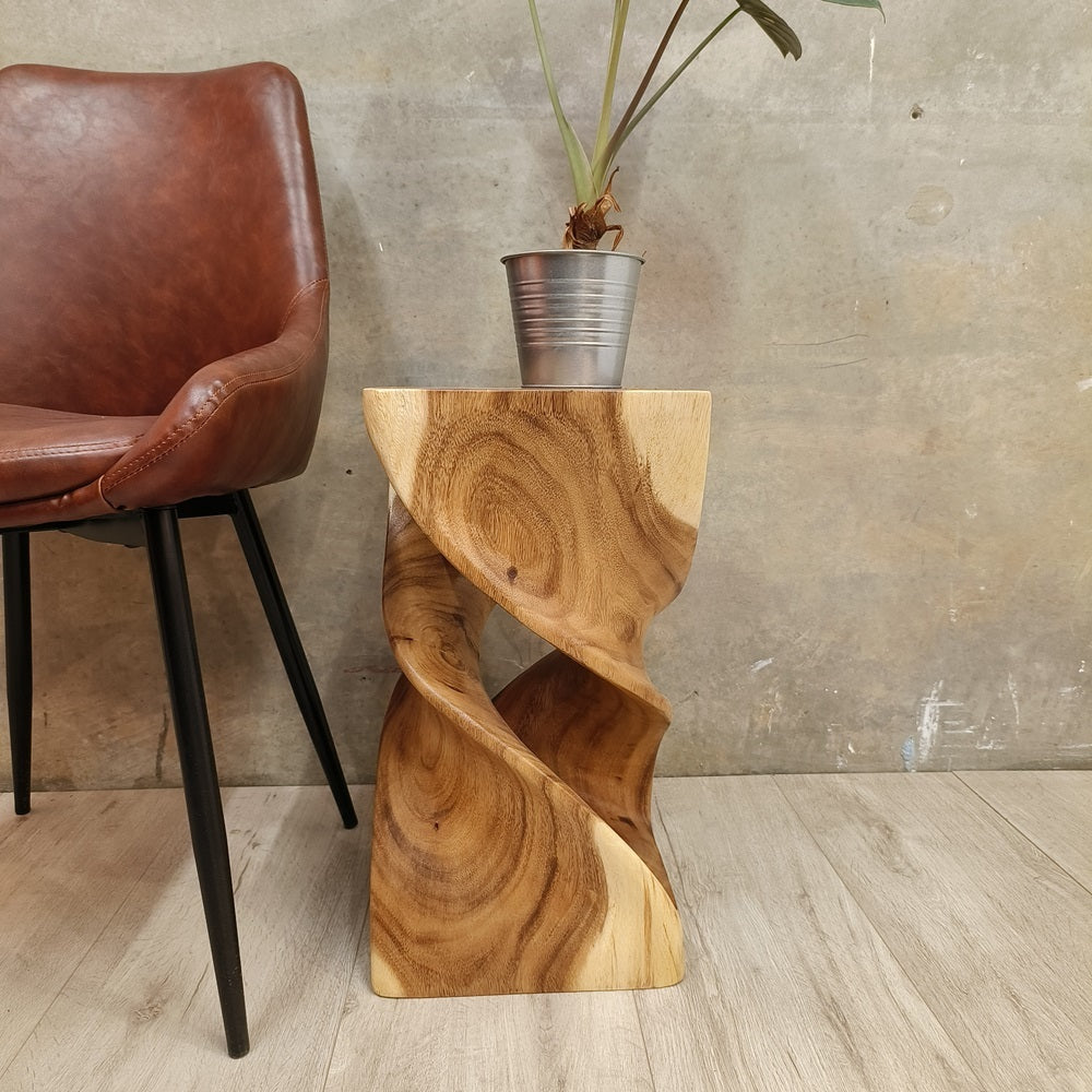 The Twist Raintree Wood Side Table/Corner Table/Planet Stand Clear Fin ...