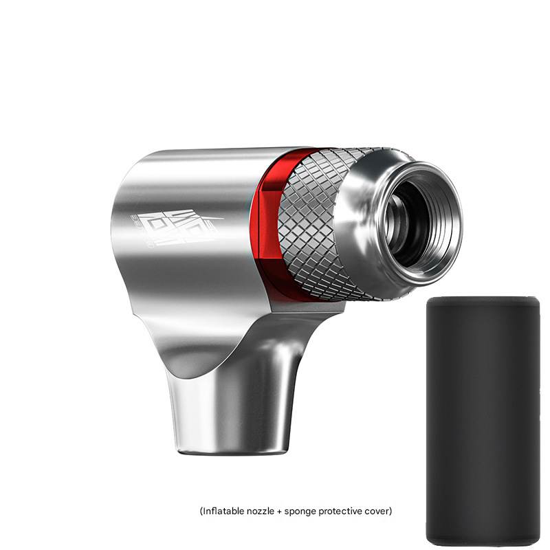 Silver Portable CO2 Bike Tire Inflator with Nozzle - Quick Inflation f ...