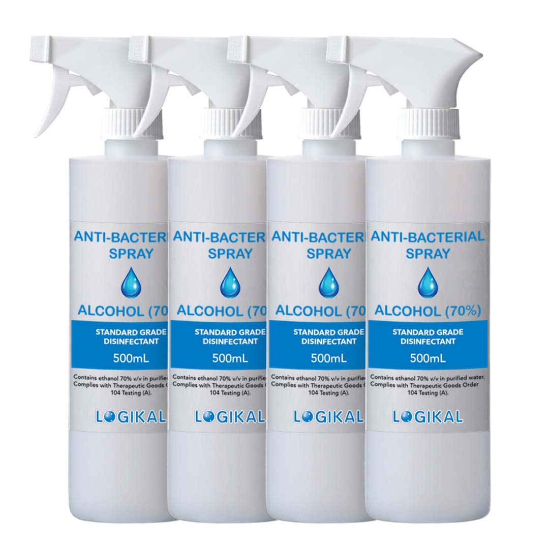 4X 500ml Standard Grade Disinfectant Anti-Bacterial Alcohol Spray Bott ...