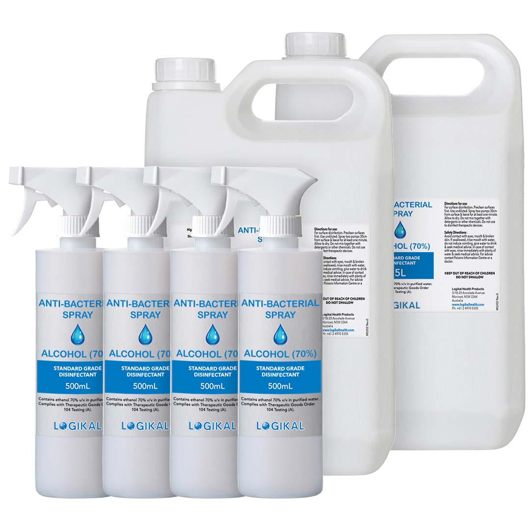 2X 5L and 4X 500ML Standard Grade Disinfectant Anti-Bacterial Alcohol ...