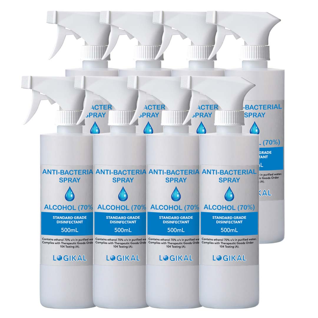 8X 500ml Standard Grade Disinfectant Anti-Bacterial Alcohol Spray Bott ...
