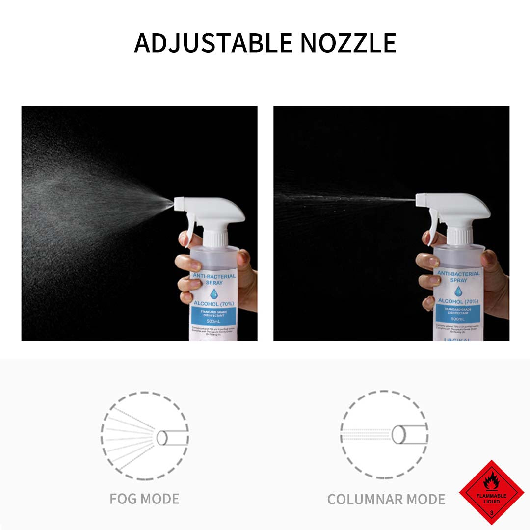 4X 500ml Standard Grade Disinfectant Anti-Bacterial Alcohol Spray Bott ...