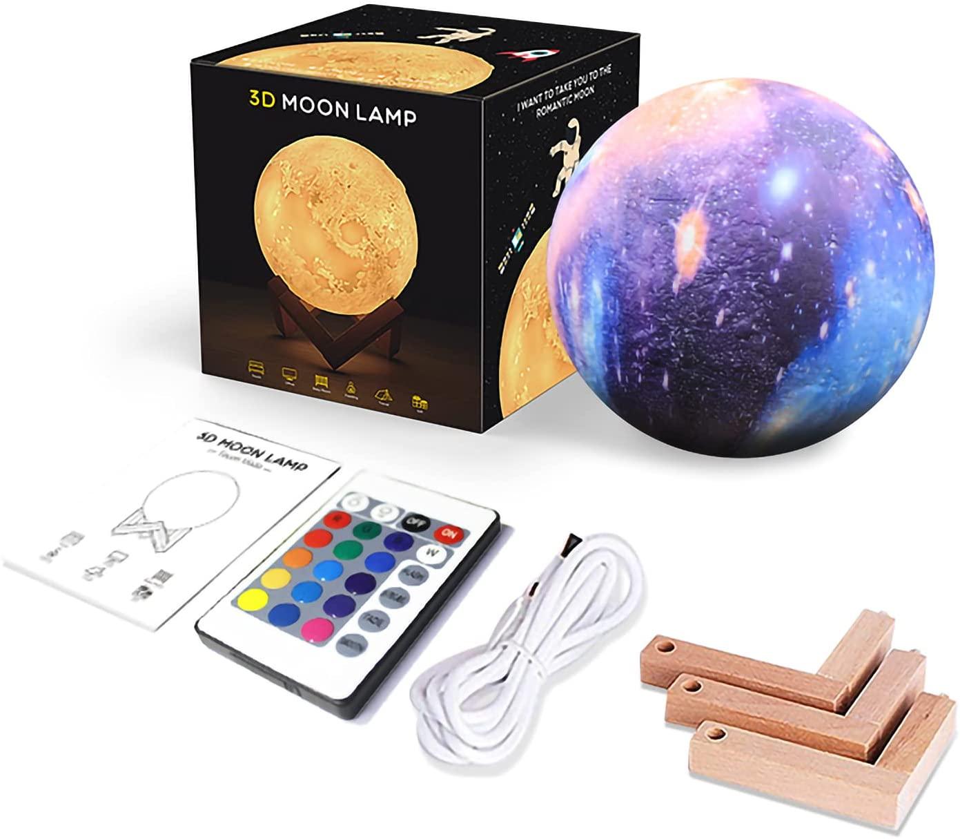 Night Light for Kids Moon Lamp 16 Colors LED 15cm 3D Print Star Moon L ...