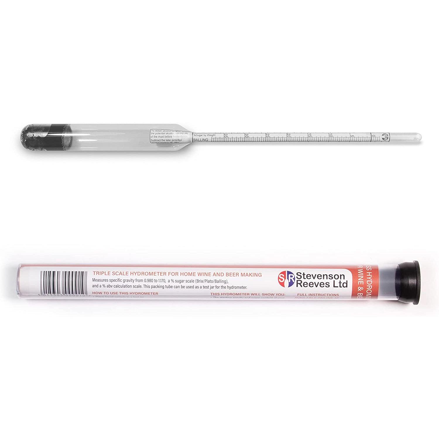 Hydrometer (Stevenson-Reeves) for Wine & Beer Homebrew Home Brew Homem ...