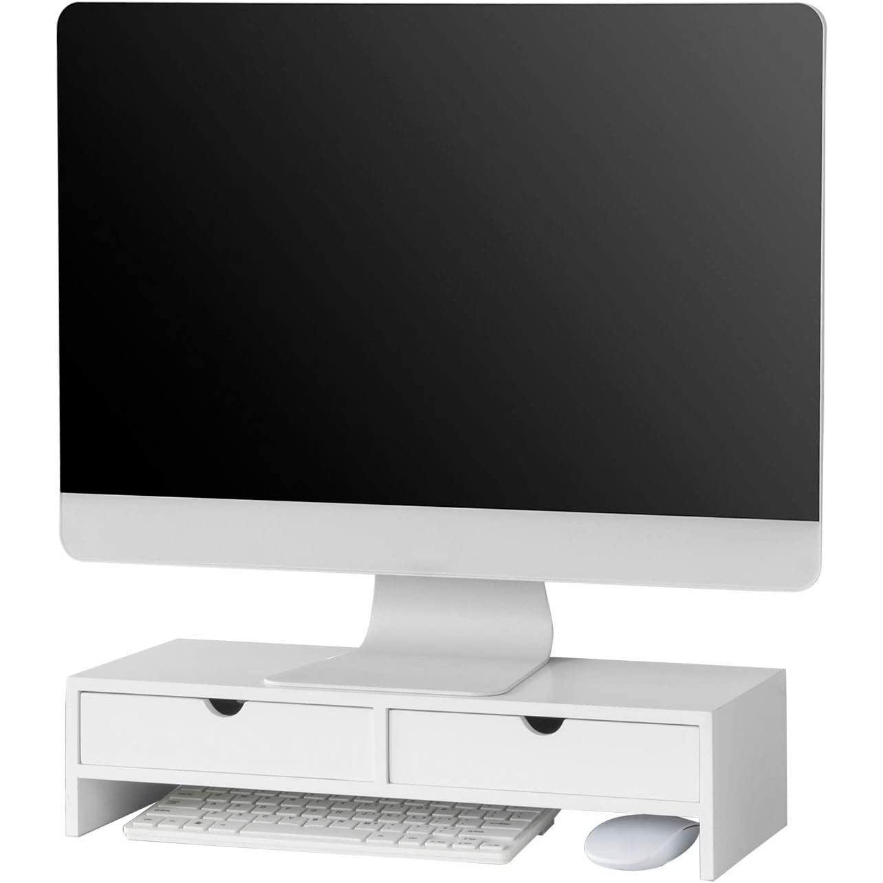 SoBuy Monitor Stand, Monitor Riser, Desk Organiser with 2 Drawers, Des ...
