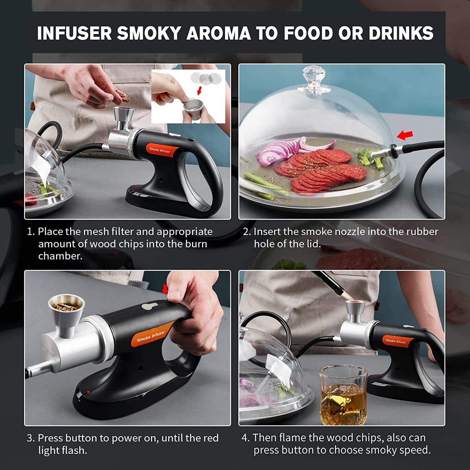 Cocktail Smoker Gun Kit with Wood Chips, NEXT-SHINE Portable Food Rech ...