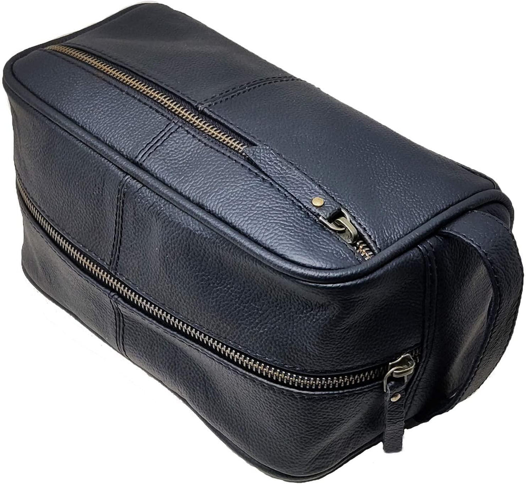 Men's Genuine Leather Toiletry Bag Waterproof Dopp Kit Shaving Bags and ...