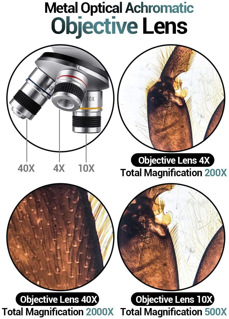 BNISE Microscope 100x-2000x for Kids Teens Adults Education Science ...