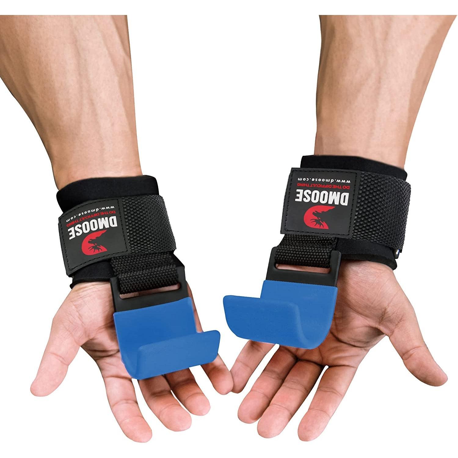 DMoose Fitness Weight Lifting Hooks Grip (Pair) - 8 mm Thick Padded Ne ...
