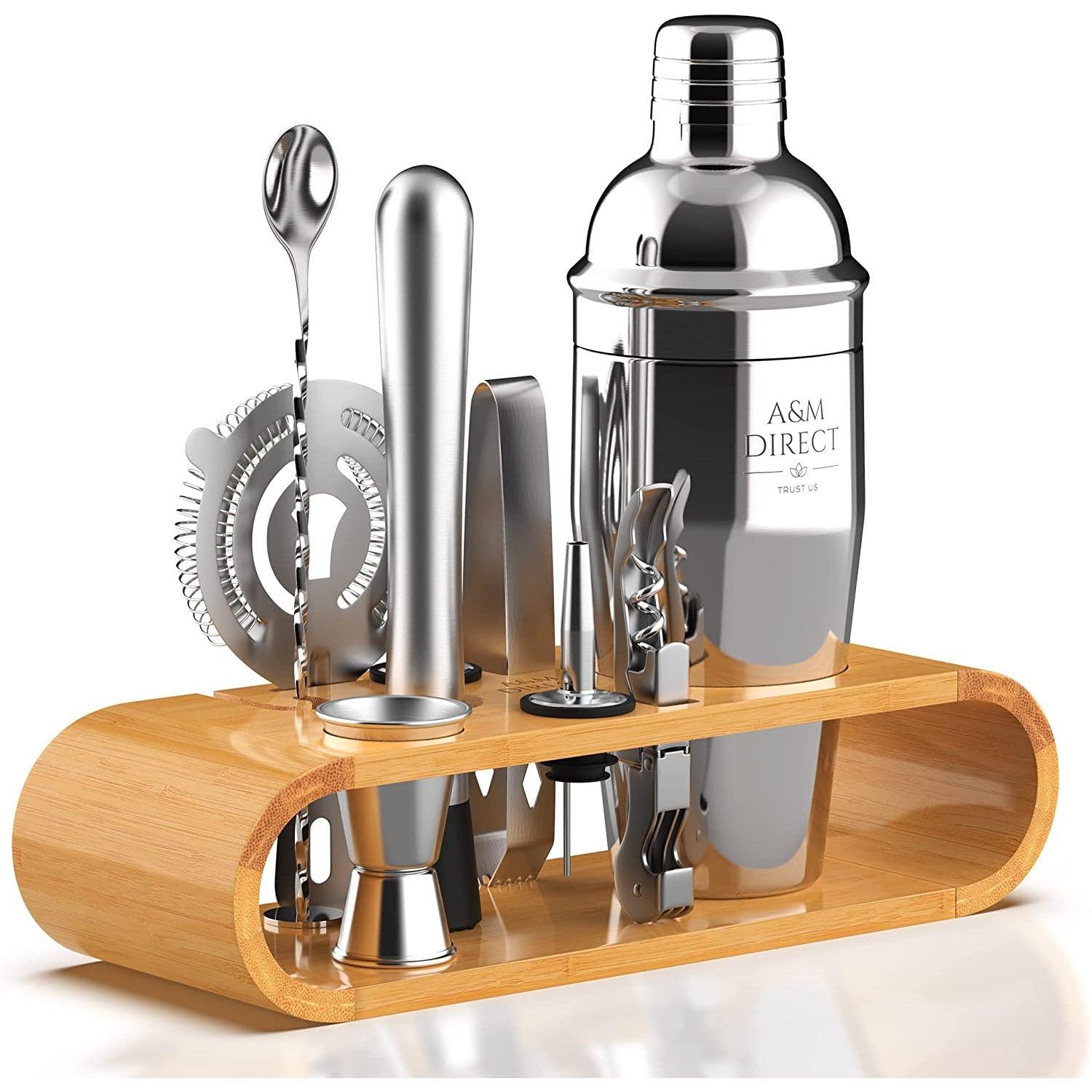 Cocktail set Bartender Kit and Cocktail Shaker: 10-Piece Bar Tool Set ...