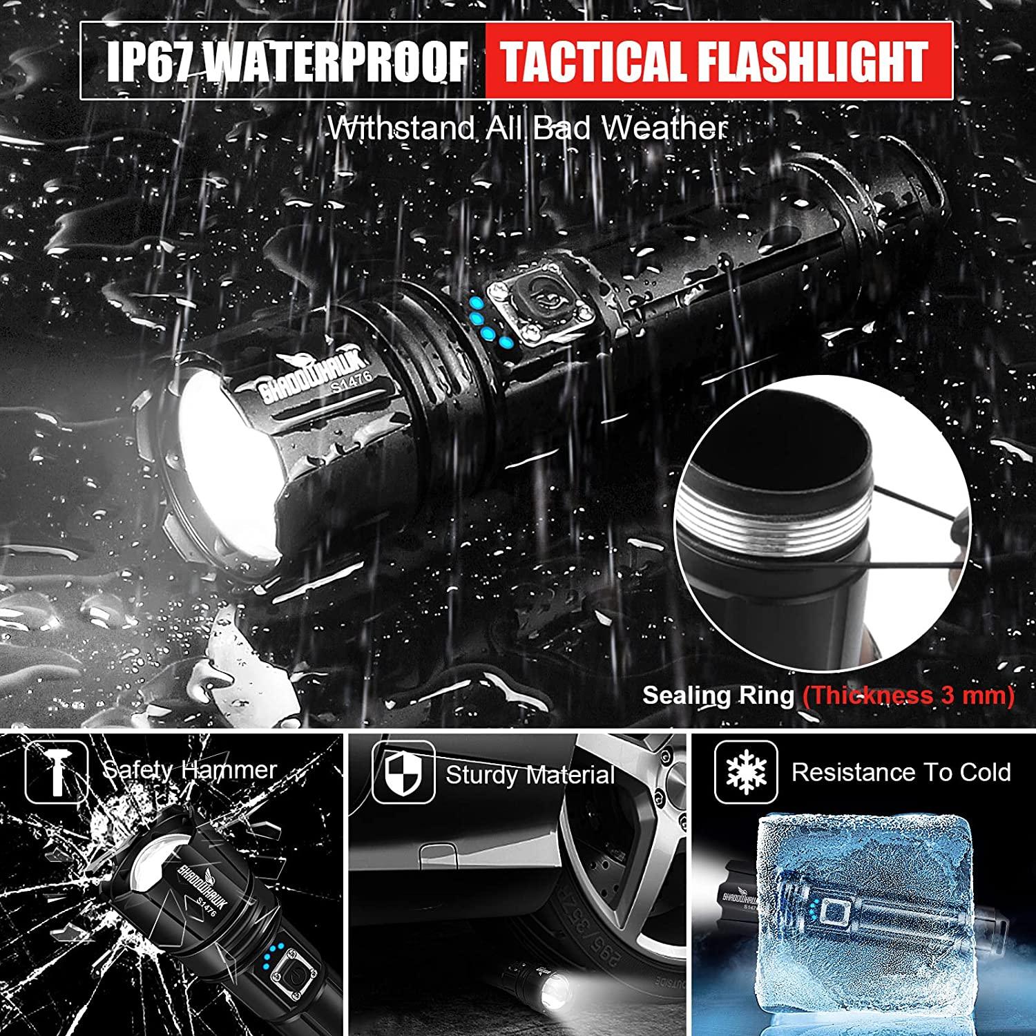 LED Torch Rechargeable Flashlight with High Lumens, Shadowhawk 10000 L – Gifts Hub Australia